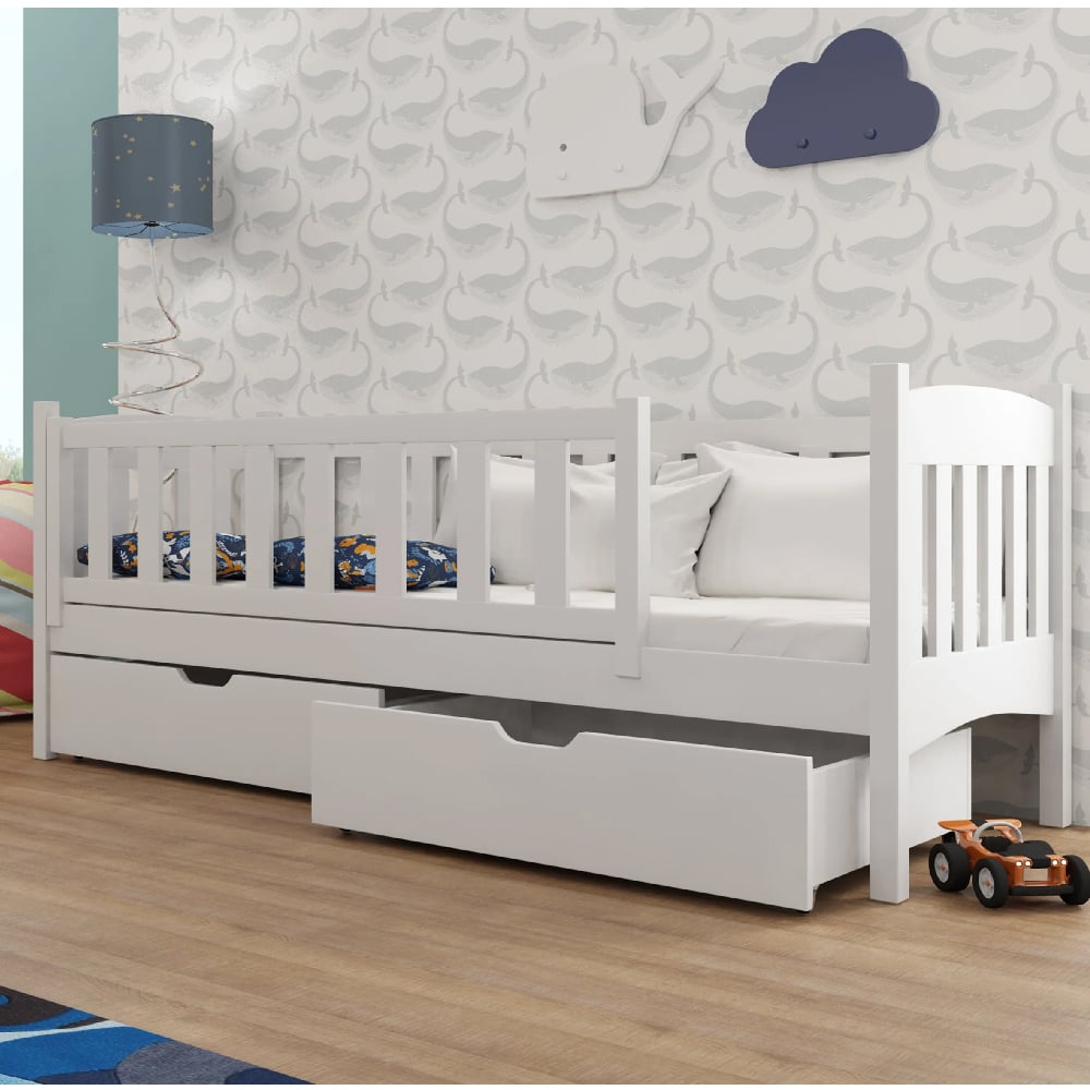 Leeds Storage Wooden Day Bed Bonnell Mattress In Matt White | Bed Sava