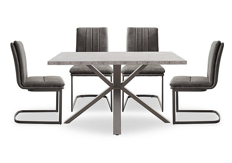 Moon Compact Dining Table with Star Base and 4 Fabric Cantilever Chairs ...
